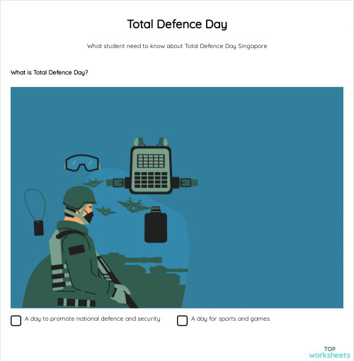 Total Defence Day. Interactive worksheet | TopWorksheets