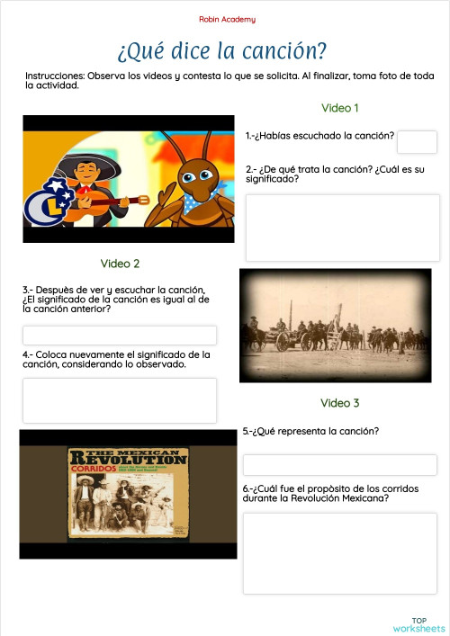 Escucha la canción. Ficha interactiva | TopWorksheets