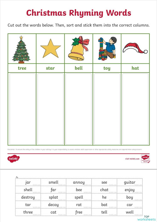 Christmas Rhyming Words. Interactive worksheet | TopWorksheets