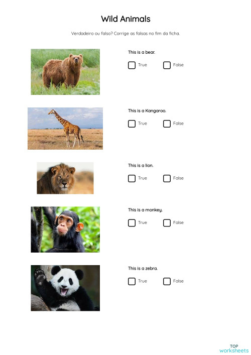 Wild Animals. Interactive worksheet | TopWorksheets