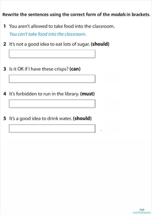 Modal Verbs A1. Interactive worksheet | TopWorksheets