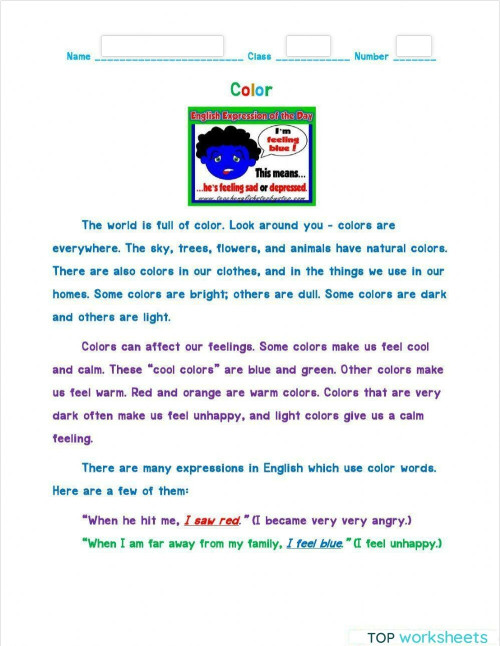 Color. Interactive worksheet | TopWorksheets