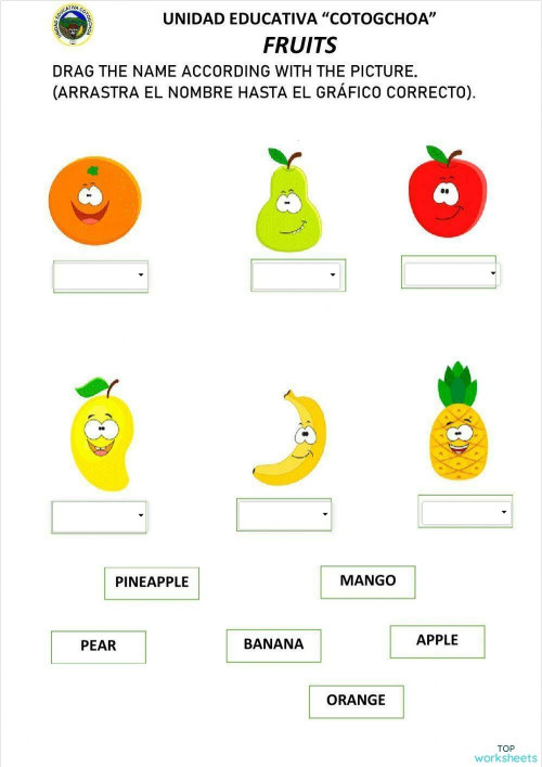 FRUITS FOR KIDS. Interactive worksheet | TopWorksheets
