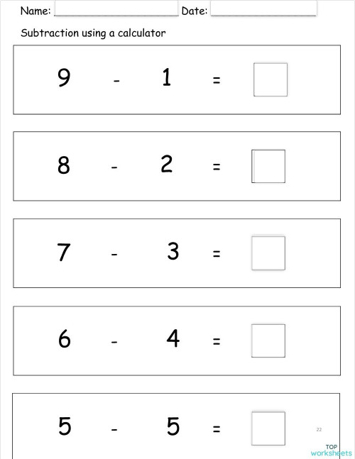 Subtracting numbers from 10. Interactive worksheet | TopWorksheets