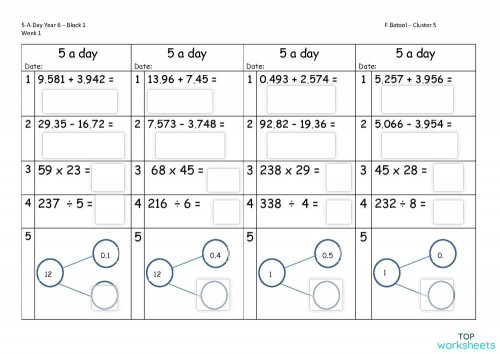 Year 6 - 5 A-Day Week 1. Interactive worksheet | TopWorksheets