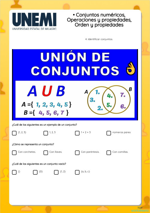 Conjuntos numéricos, Operaciones y propiedades, Orden y propiedades. Ficha interactiva ...