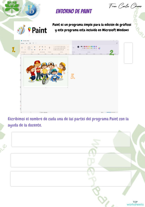 Paint 1 - Partes del progrm. Ficha interactiva | TopWorksheets