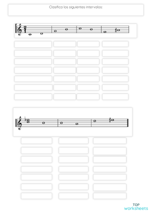 Clasifica los intervalos. Ficha interactiva | TopWorksheets