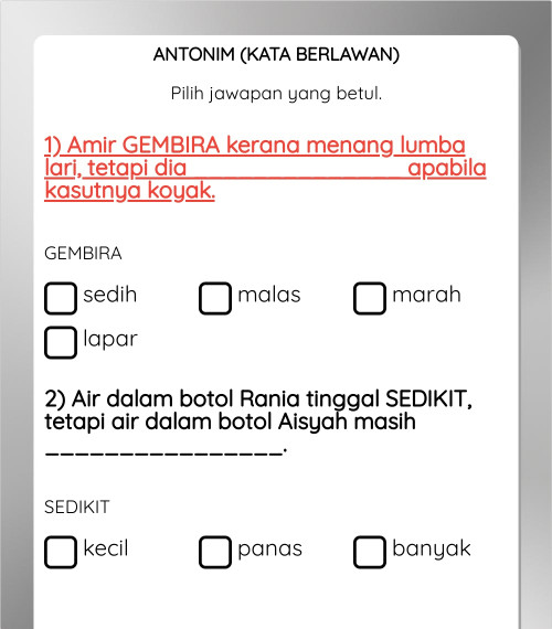 ANTONIM (KATA BERLAWAN). Interactive worksheet | TopWorksheets