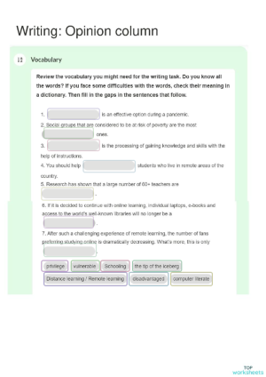 WRITING OPINION COLUMN. Interactive worksheet | TopWorksheets