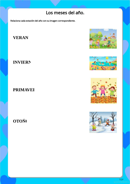 Los meses del año: fichas interactivas y ejercicios online | TopWorksheets