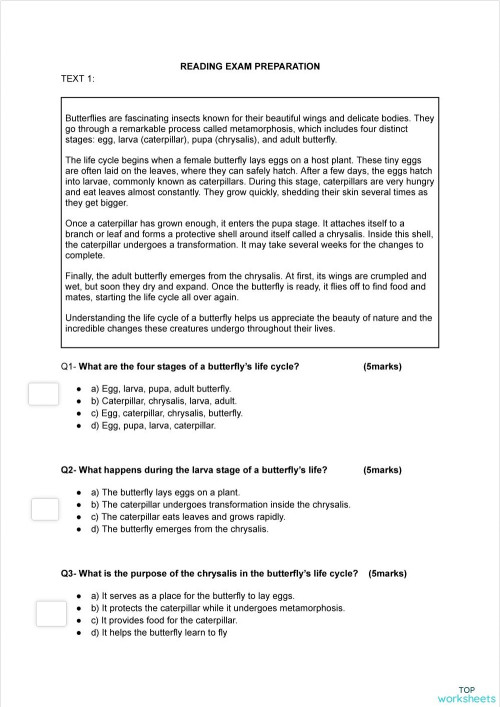 Reading Exercise 2. Interactive worksheet | TopWorksheets
