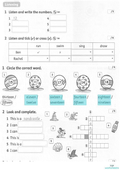 Fam 1 Test U13, 14, 15. Interactive worksheet | TopWorksheets