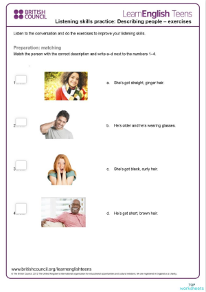 Describing people. Interactive worksheet | TopWorksheets
