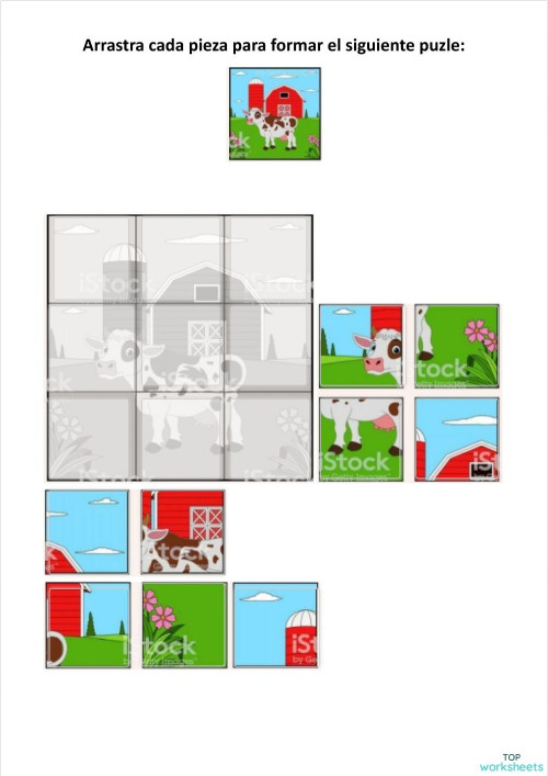 rompe cabezas de la vaca. Ficha interactiva | TopWorksheets