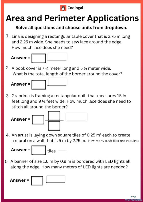 M_G05M16L46_WE02_Area_and_Perimeter_Applications_6. Interactive worksheet | TopWorksheets