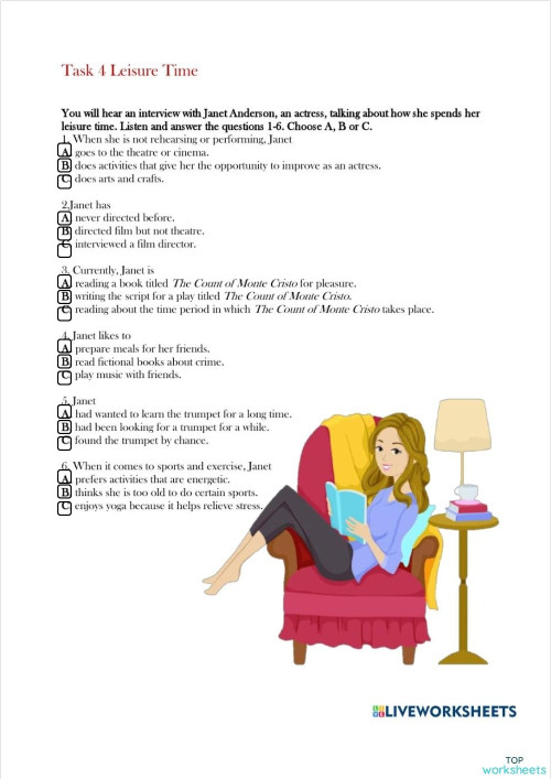 LISTENING PRACTICE 1: LEISURE ACTIVITIES. Interactive worksheet ...