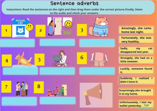 Sentence adverbs. Ficha interactiva | TopWorksheets