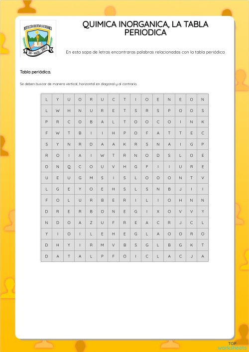 Fichas de Trabajo La Tabla Periodica - Educational Images | Picstank