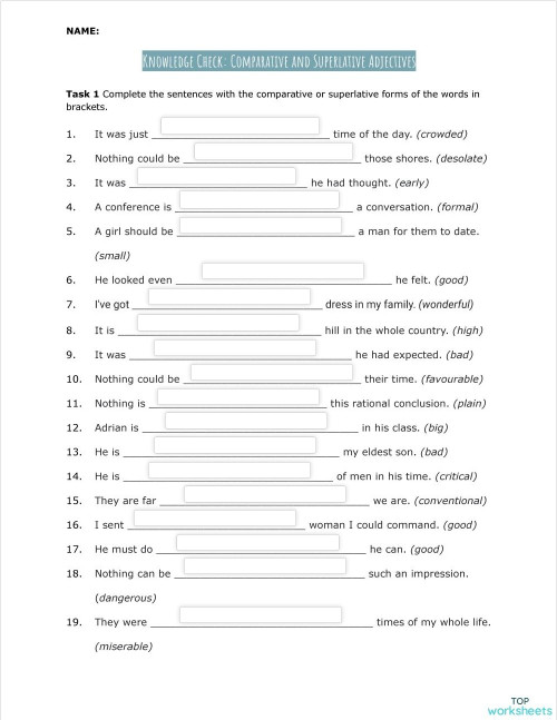 Comparative and Superlative Adjectives Quiz (Combined). Interactive ...