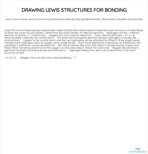 DRAWING LEWIS STRUCTURES FOR BONDING. Interactive worksheet | TopWorksheets