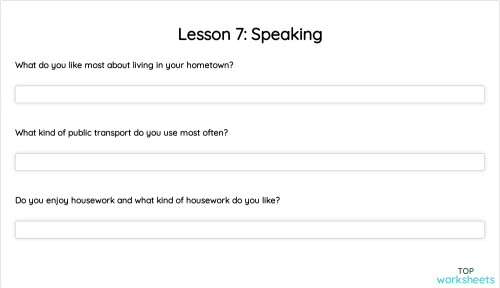 Lesson 7: Speaking. Interactive worksheet | TopWorksheets