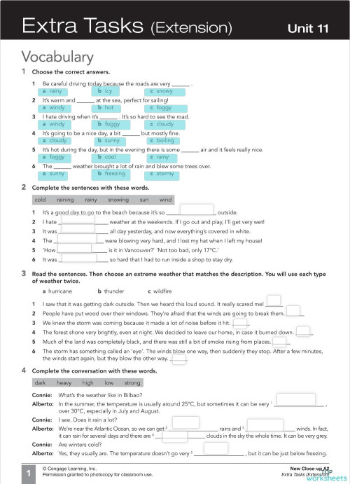 Close-Up A2 Extra Tasks Extension U11. Interactive worksheet ...