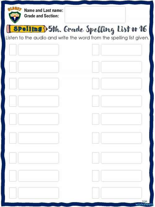 5th.grade. Spelling 16. Interactive worksheet | TopWorksheets