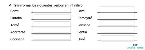 EL INFINITIVO. Ficha interactiva | TopWorksheets
