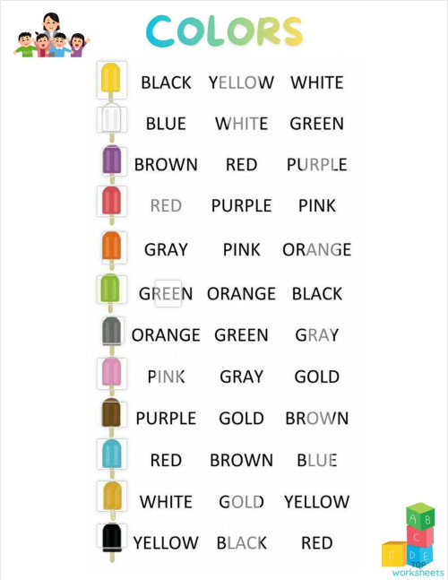 ACTIVITY COLORS K2 COLEGIO PETIT. Interactive worksheet | TopWorksheets