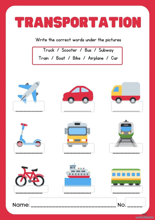 Transportation. Interactive worksheet | TopWorksheets