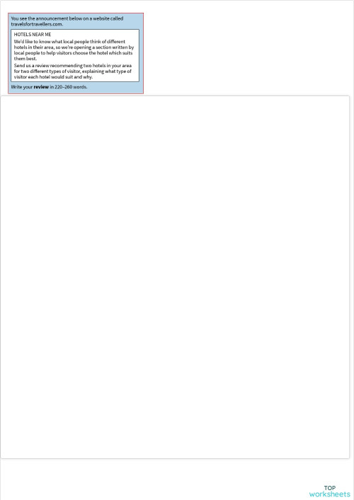 CAE writing task- review. Interactive worksheet | TopWorksheets