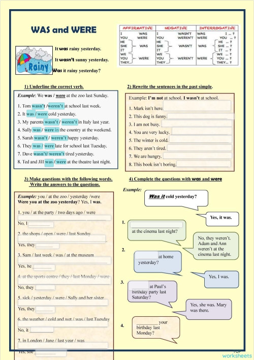 past to be Past simple. Interactive worksheet | TopWorksheets