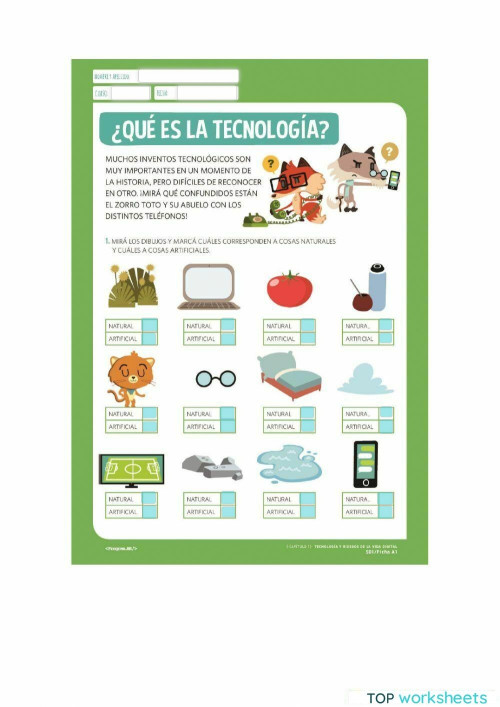 ¿Qué es la tecnología?. Ficha interactiva | TopWorksheets