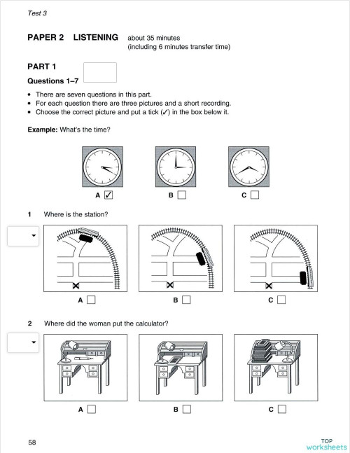 PET 2 Test 3 Full test. Interactive worksheet | TopWorksheets