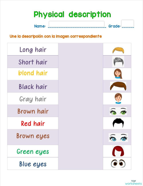 Physical Description Final Test. Interactive worksheet | TopWorksheets