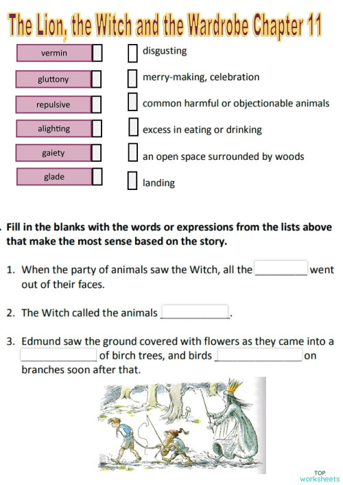 Chapter 11 The Lion, the Witch and the Wardrobe. Interactive worksheet ...