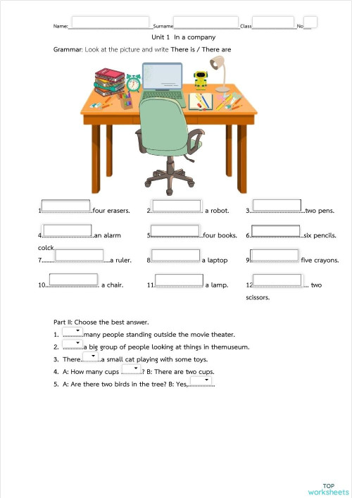 grammar : There is/ There are. Interactive worksheet | TopWorksheets