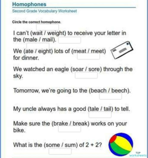 Homophones I. Interactive worksheet | TopWorksheets