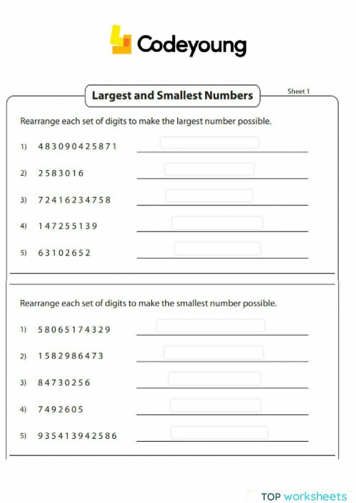 Comparing and Ordering 10-Digit Numbers Concept CW. Interactive ...