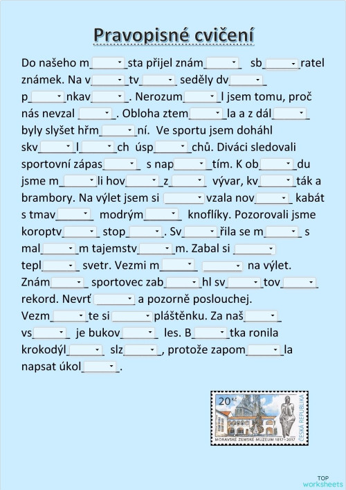 Koncovky podstatných jmen - procvičování. Interaktivní pracovní list ...