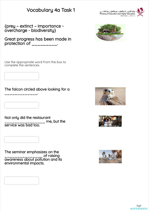 Vocabulary 4a Task 1. Interactive worksheet | TopWorksheets