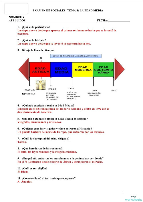 LA EDAD MEDIA. Ficha interactiva | TopWorksheets