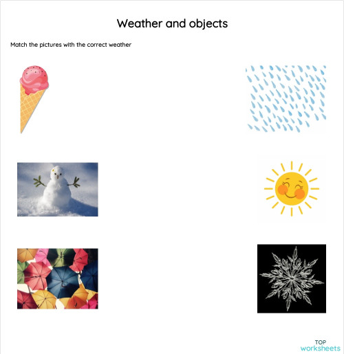 Weather and objects. Ficha interactiva | TopWorksheets