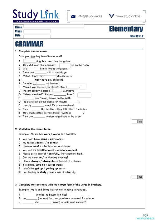 Elementary FE. Interactive worksheet | TopWorksheets