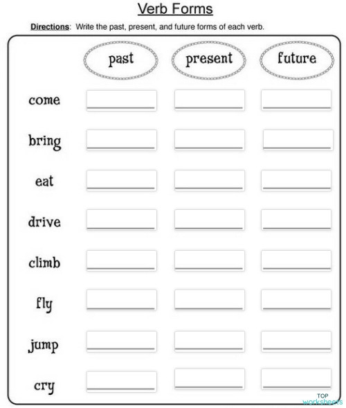 past forms of verbs. Interactive worksheet | TopWorksheets