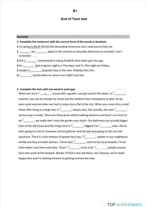 B1 Use of English Reading March 21. Interactive worksheet | TopWorksheets