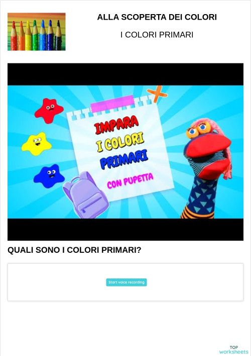 ALLA SCOPERTA DEI COLORI. Scheda interattiva | TopWorksheets