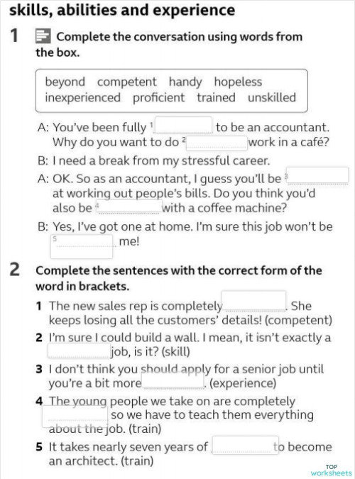 skills and abilites. Interactive worksheet | TopWorksheets