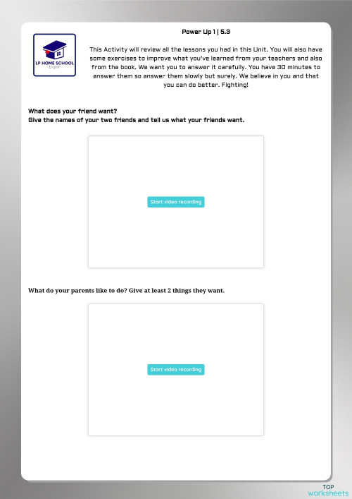 Power Up 1 | 5.3. Interactive worksheet | TopWorksheets